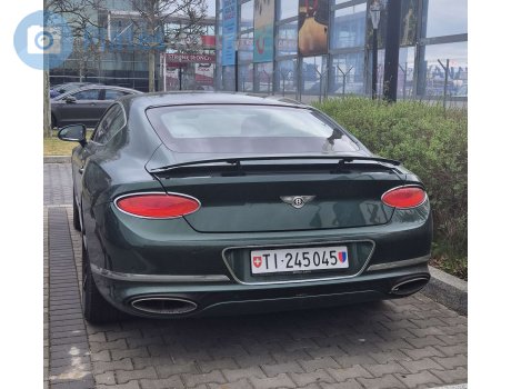 TI 245045, Bentley Continental (Ticino) License plate of Switzerland