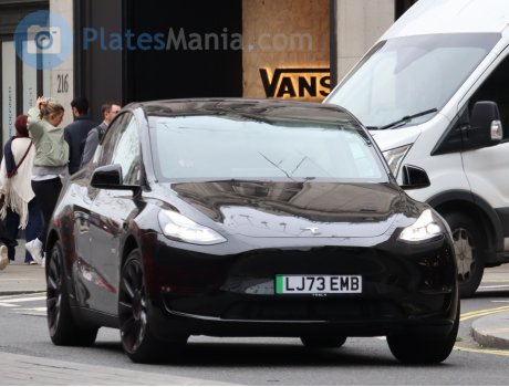 LJ73 EMB, Tesla Model Y (Wimbledon) License plate of the United Kingdom