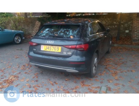 J45769, Audi A3 , License plate of Jersey