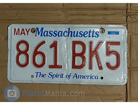 861 BK5, License plate without vehicle (Massachusetts) License plate of ...