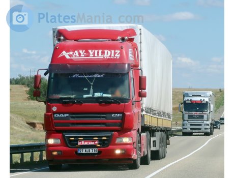 27 ALB 716, DAF CF (Gaziantep) License plate of Turkey