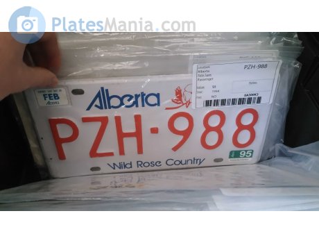 PZH-988, License plate without vehicle (Alberta) License plate of Canada