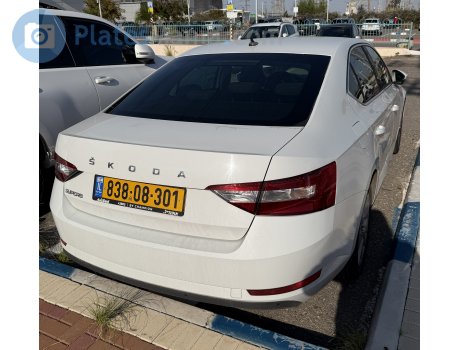 838-08-301, Skoda Superb , License plate of Israel