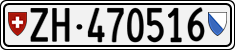 ZH 470516, Volkswagen Passat (Zurich) License plate of Switzerland