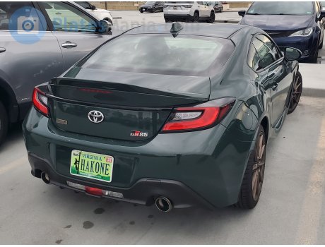 HAKONE, Toyota 86 (Virginia) License plate of the USA