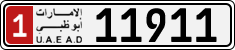 1 11911, Ferrari 812 (Abu Dhabi) License plate of the UAE
