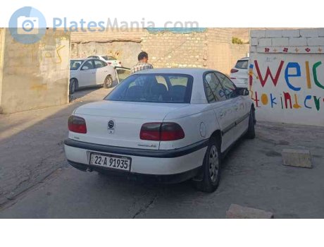 22 A 91935, Opel Omega (Erbil Governorate) License plate of Iraq