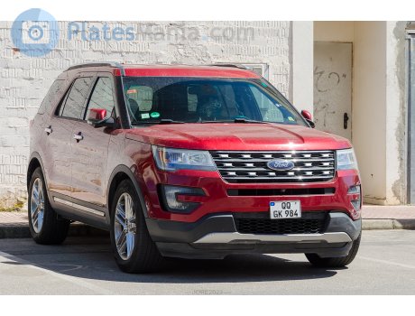 QQ GK 984, Ford Explorer (Export license plates) License plate of the ...