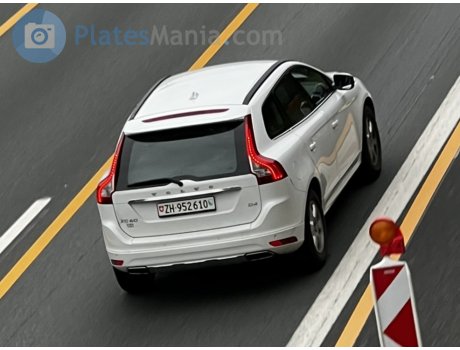 ZH 952610, Volvo XC60 (Zurich) License plate of Switzerland