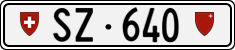 SZ 640, Volkswagen California (Schwyz) License plate of Switzerland