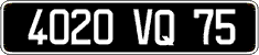 4020 VQ 75, License plate without vehicle (Paris) French license plate