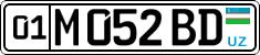 01 M 052 BD, Mazda 929 (Tashkent City) License plate of Uzbekistan