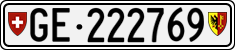 GE 222769, Volkswagen Caddy (Geneva) License plate of Switzerland