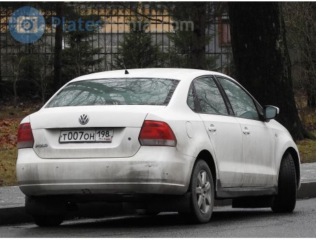 т007он198, Volkswagen Polo (St. Petersburg City) License plate Russia