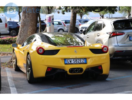GW 582 EZ, Ferrari 458 (Verona) License plate of Italy