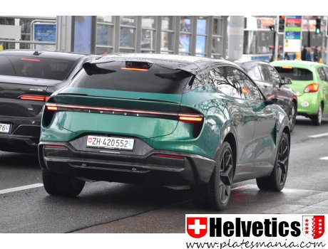 ZH 420552, Lotus Eletre (Zurich) License plate of Switzerland
