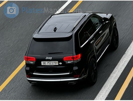 BE 752279, Jeep Grand Cherokee (Bern) License plate of Switzerland