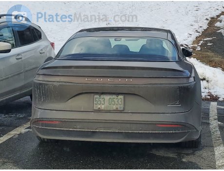553 0533, Lucid Air (New Hampshire) License plate of the USA