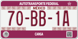 70-BB-1A, ATRO (Federal license plates) License plate of Mexico