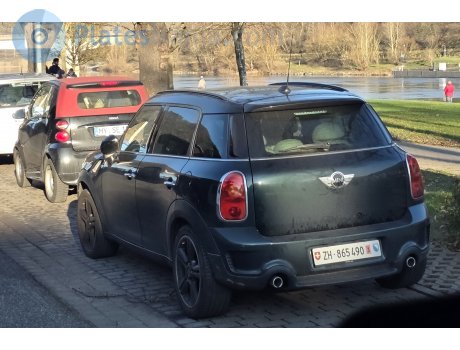 ZH 865490, MINI Countryman (Zurich) License plate of Switzerland