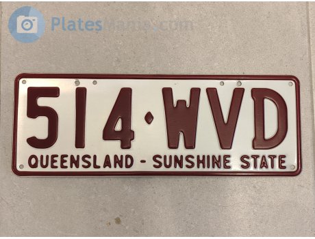 514-WVD, License plate without vehicle (Queensland) License plate of ...