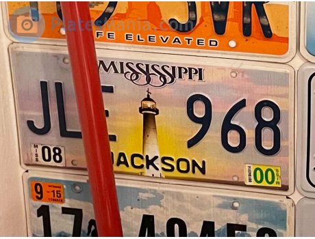 JLE 968, License plate without vehicle (Mississippi / Jackson) License ...