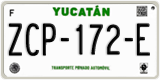ZCP-172-E, Volkswagen Beetle (Yucatán) License plate of Mexico
