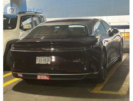 TXX-9528, Lucid Air (Virginia) License plate of the USA