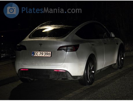 EC 79396, Tesla Model Y , License plate of Denmark