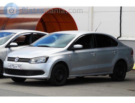 к075ху147, Volkswagen Polo (Leningrad Oblast) License plate Russia