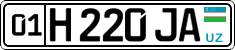 01 H 220 JA, Xiaomi YU7 (Tashkent City) License plate of Uzbekistan