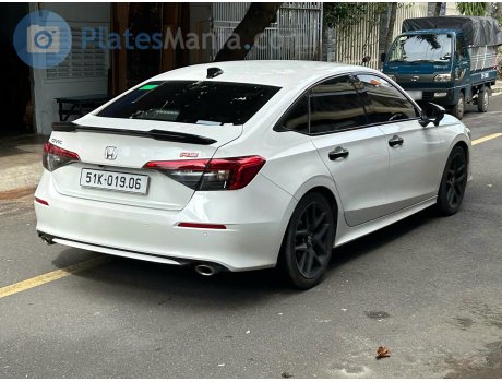 51K-019.06, Honda Civic (Ho Chi Minh Municipality) License plate of Vietnam