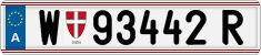 W 93442 R, BMW i5 (Vienna City) License plate of Austria