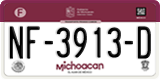 NF-3913-D, Ford F-150 (Michoacán) License plate of Mexico