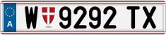 W 9292 TX, Hyundai Tucson (Vienna City) License plate of Austria