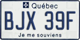 BJX 39F, BMW 3 Series (Quebec) License plate of Canada