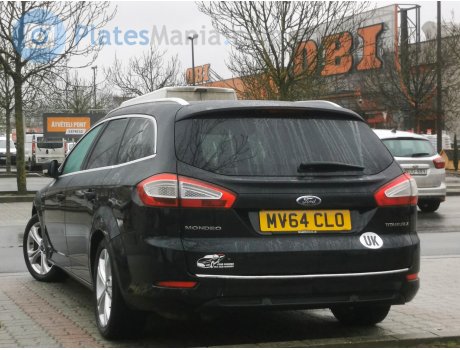 MV64 CLO, Ford Mondeo (Manchester) License plate of the United Kingdom