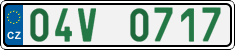 04V 0717, Karosa C734 (Pardubice Region). License plate of the Czech ...