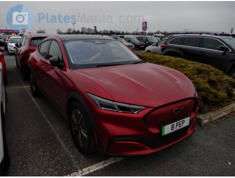 8 PEP, Ford Mustang Mach-E (Montgomeryshire) License plate of the ...