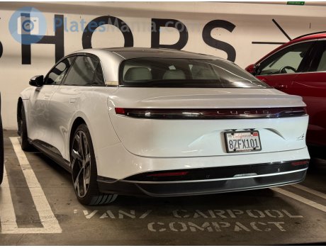 8ZFX101, Lucid Air (California) License plate of the USA