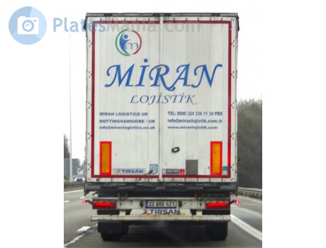 33 AHA 421, Tirsan (Mersin) License plate of Turkey