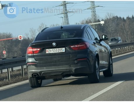 ZH 510205, BMW X4 (Zurich) License plate of Switzerland