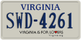 SWD-4261, Toyota Camry (Virginia) License plate of the USA